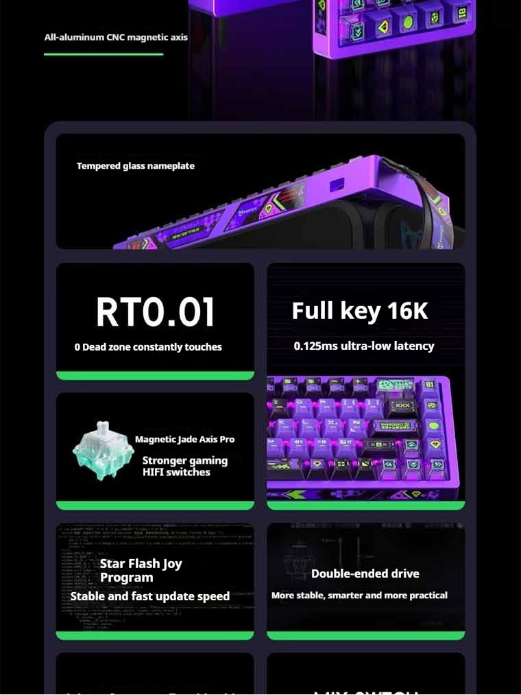 PIIFOX WALKER68 Magnetic core wired gaming keyboard aluminum alloy 8K ...