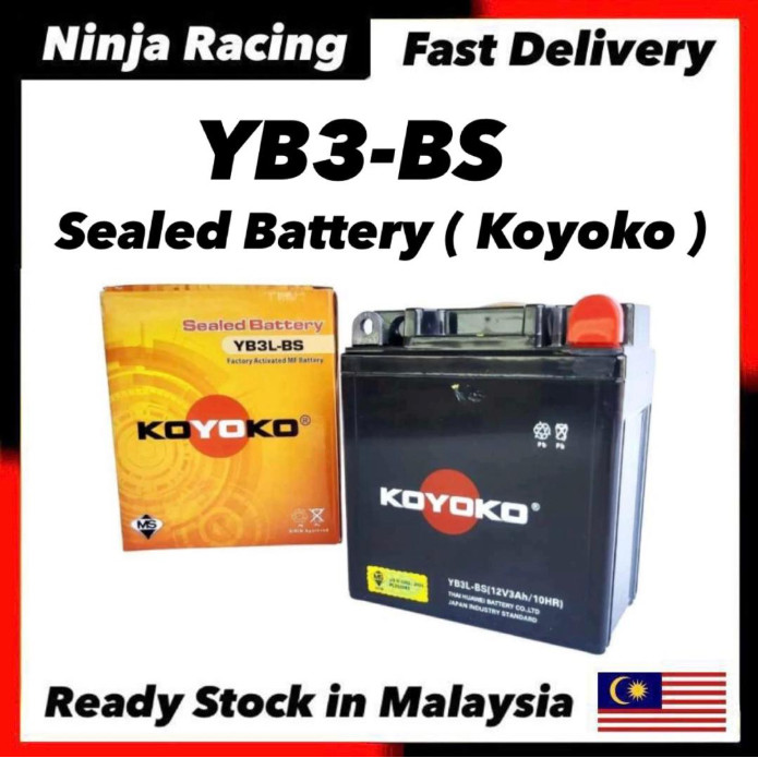 YB3 YB3L BS Battery Koyoko Sealed / Toyohama Bateri 125Z 125ZR RXZ Y100 Y110 TZM 150 Nex NSR ...