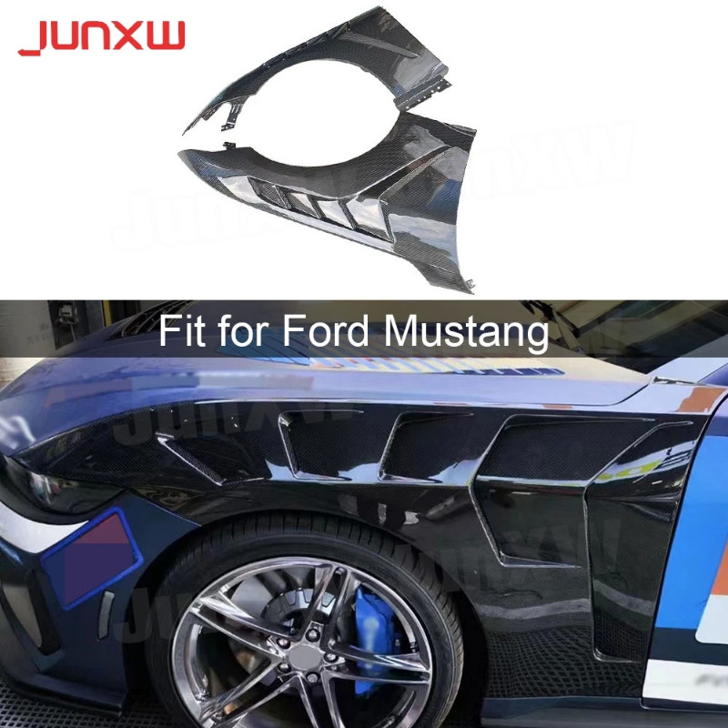 Real Dry Carbon fiber Front Side Bumper Fins Air Vent Trims for Ford ...