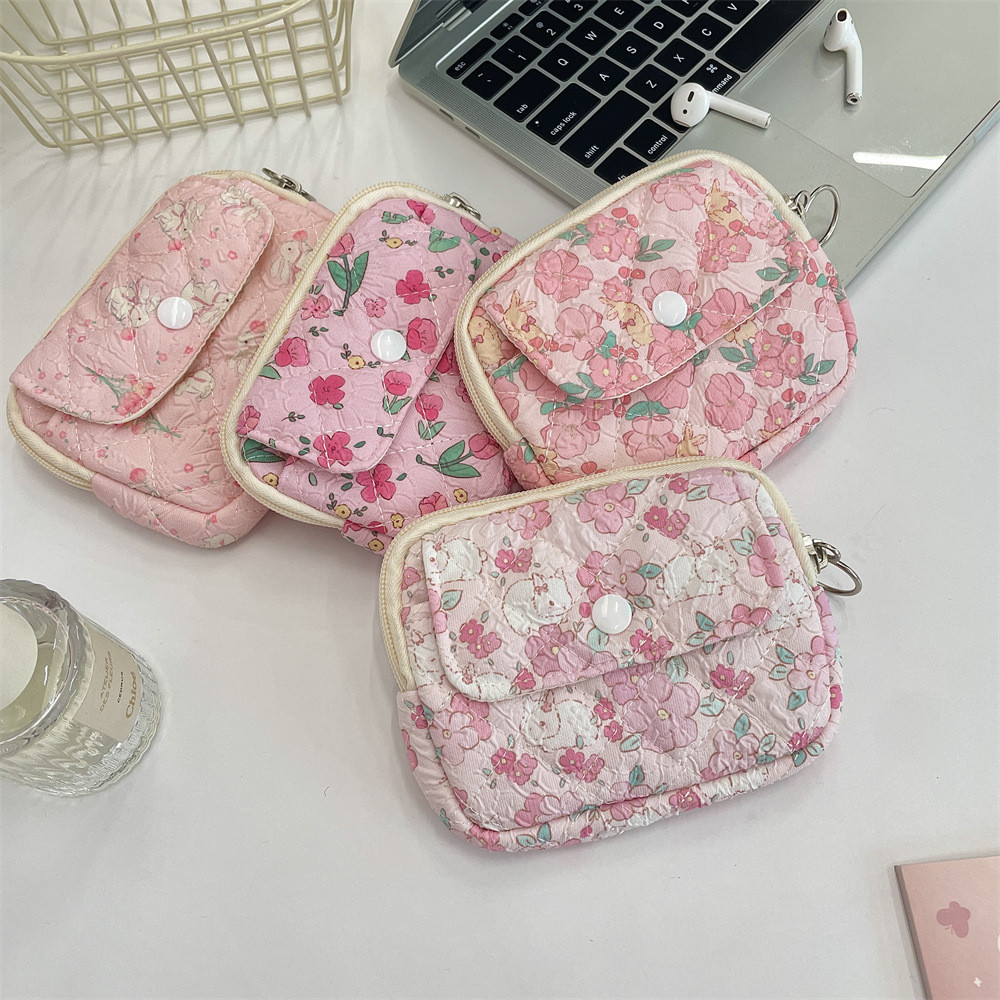 New Pink Quilted Coin Purse Cute Cartoon Card Holder Key Case ...