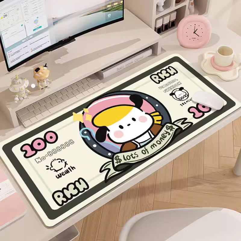 Minimally designed small white dog mouse pad, oversized cute cartoon ...