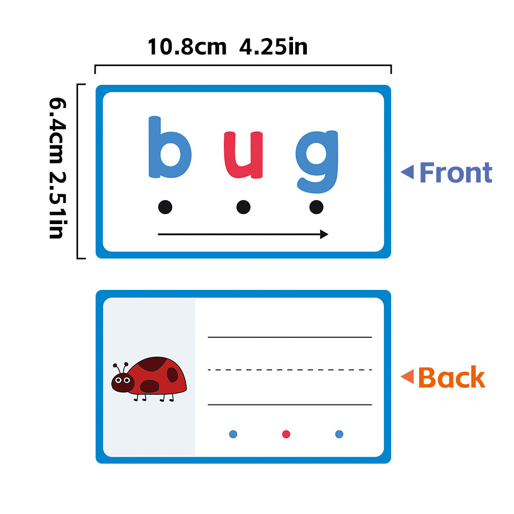 60 PCS Dry Erase CVC Words Flashcards 50 Words Kids Phonics Learning ...