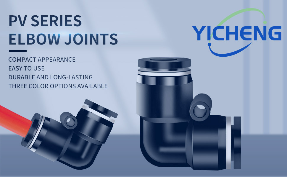 YICHENG PNEUMATIC Hose Connector Elbow 90° 2Ways 4MM- 4MM Tube OD Push ...