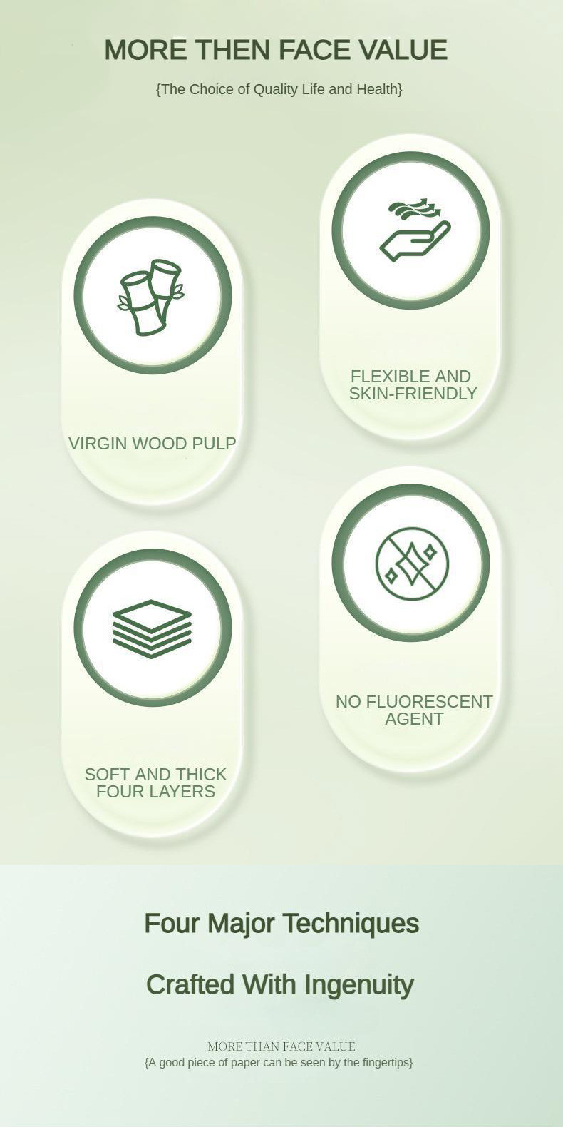 COCOSUFT 【24 Packs】6,240 helai 4-Layer Tissue S size 120×175mm 260 ...