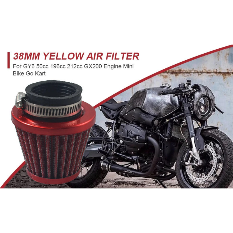 Mini Bike Air Filter 12mm 0.47 Inch Universal Red Filter For 196cc ...