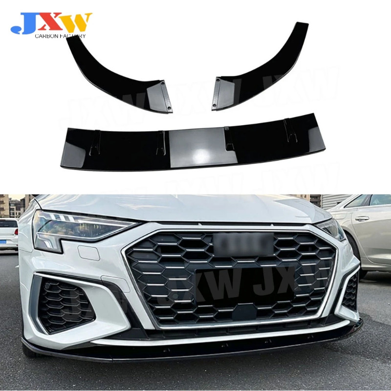 for Audi A3 S3 8Y 2021+ ABS Front Bumper Lip Spoiler Chin Car Bumper ...