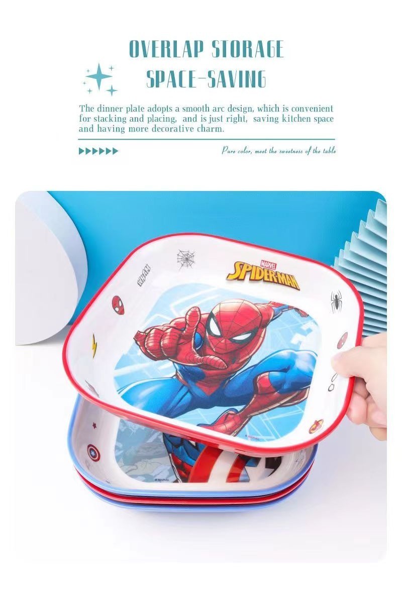 Disney Marvel Spider-Man Square Plate and Utensils Set for Children ...
