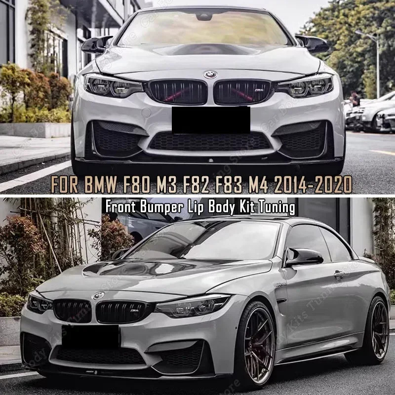 For BMW F80 M3 F82 F83 M4 2014-2020 Front Bumper Spoiler Lip Lower Body Kit Guard Side Splitter ...