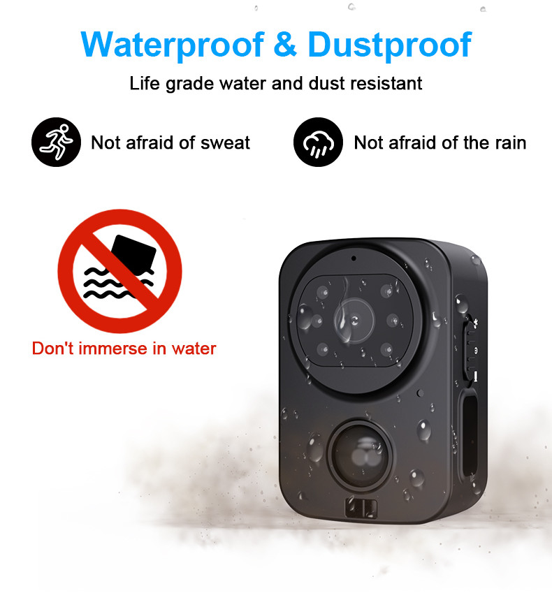 Waterproof Camera Mini Body Cam 1080P Pocket Police Cameras FHD Long ...