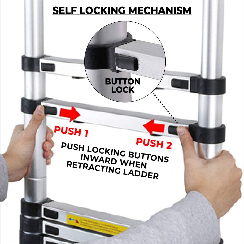 [4M x 4M] Aluminum Double sided Multi-Purpose Telescopic Pole Ladder ...