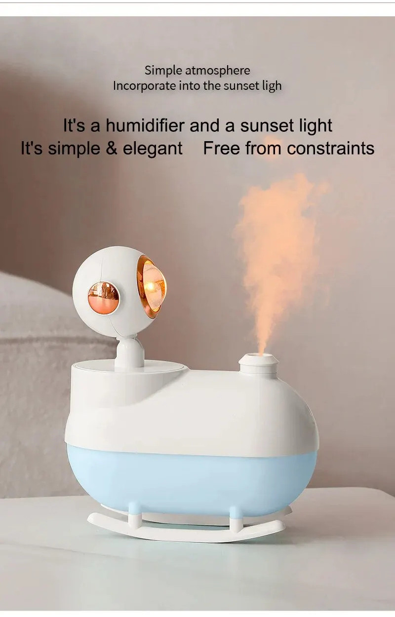 Moisturizing Mini Heavy Fog Humidifier with Sunset Light for Daily Use ...
