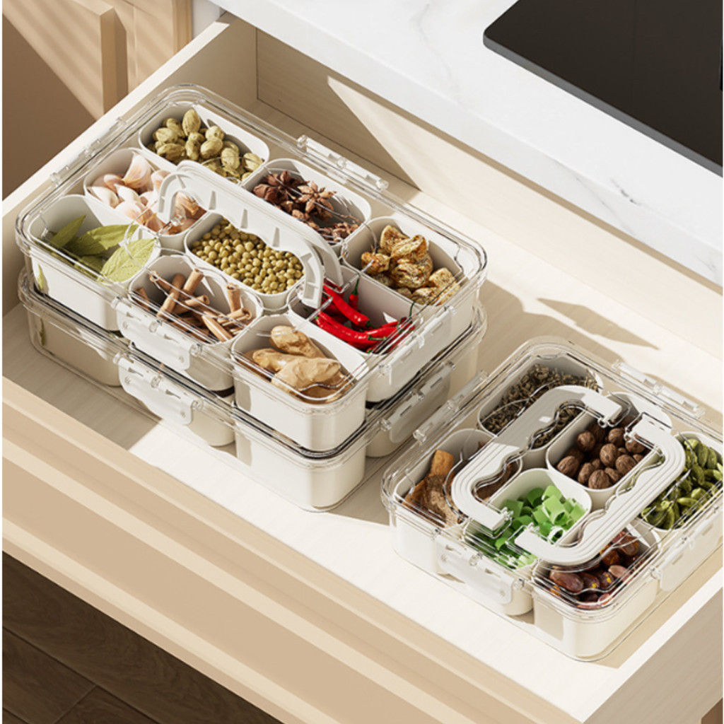 ASP 6 Divided Portable Snack Box Rotating Nuts Candy Container With Lid ...