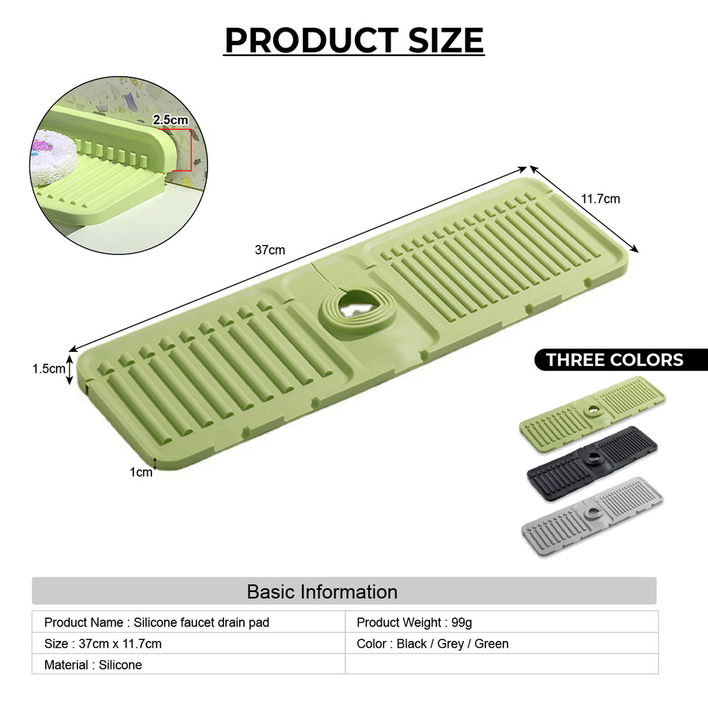(Random Color) Silicone faucet Drain Pad Adjustable Splash-proof Sink ...
