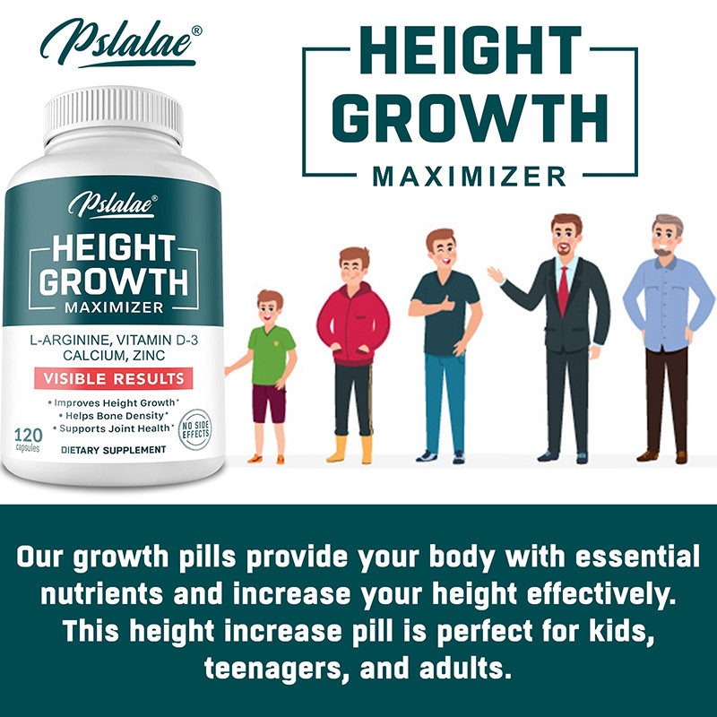 Pslalae Height Growth Supplement, Calcium, Vitamin D3 and Zinc Blend ...