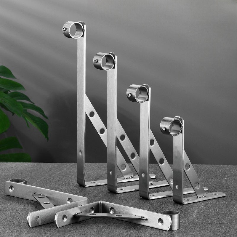 Stainless steel fixed clothes drying rod triangular support frame side ...
