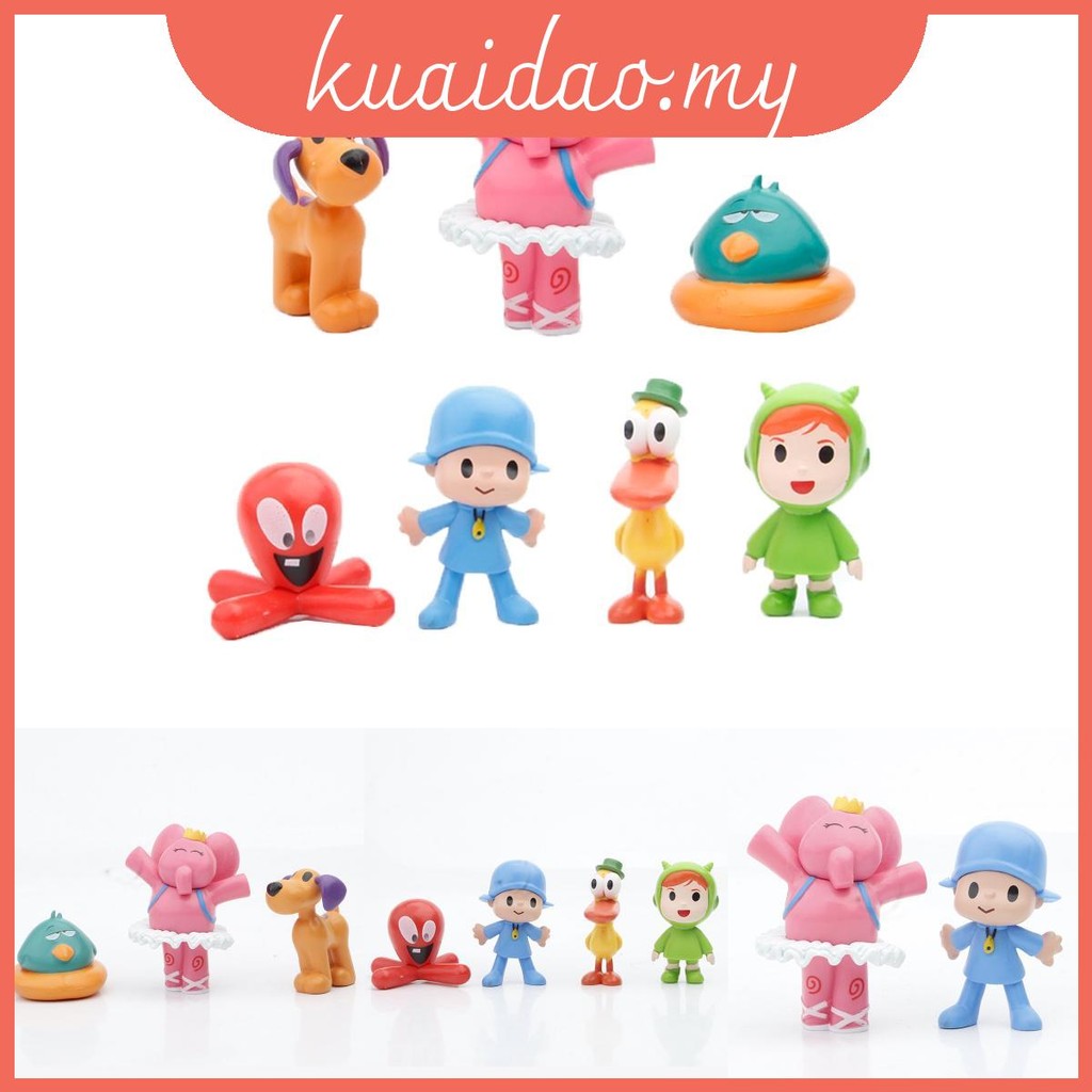 Pocoyo Cartoon 7pcs/set Zinkia Toy Action Figure Miniatures Cake Kid ...