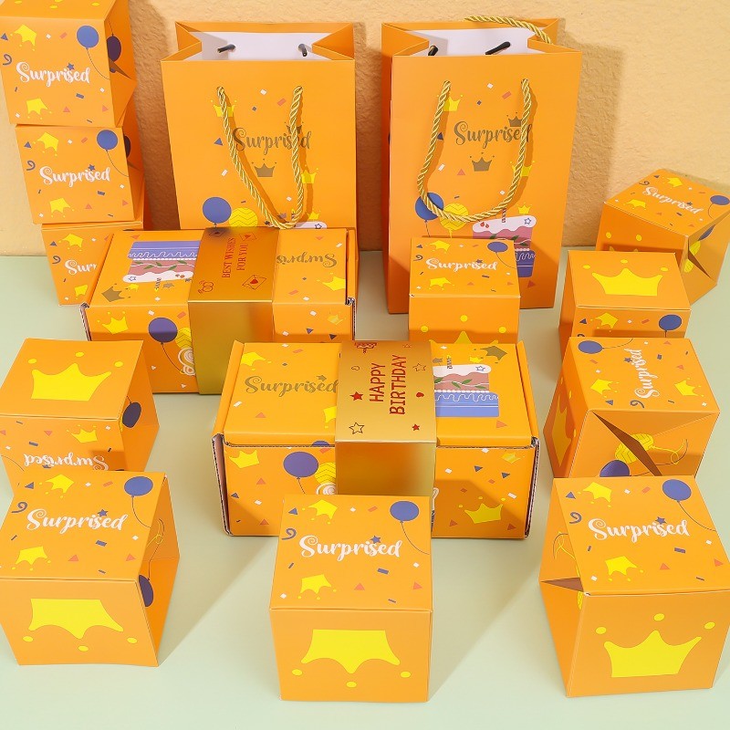 8Pcs/Set Creative Birthday Surprise Pop-up Gift Box Yellow Party ...