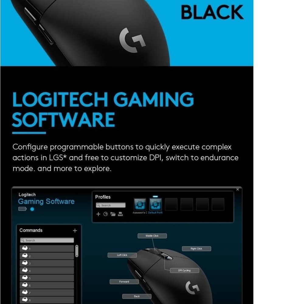Logi G304 LIGHTSPEED Wireless Gaming Mouse, Hero 12K Sensor, 12,000 DPI ...