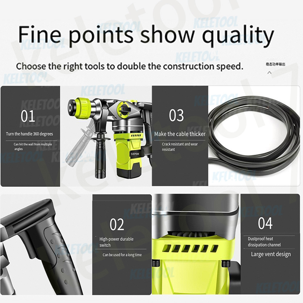 KELETOOL 4280W heavy-duty rotary impact electric hammer electric drill ...