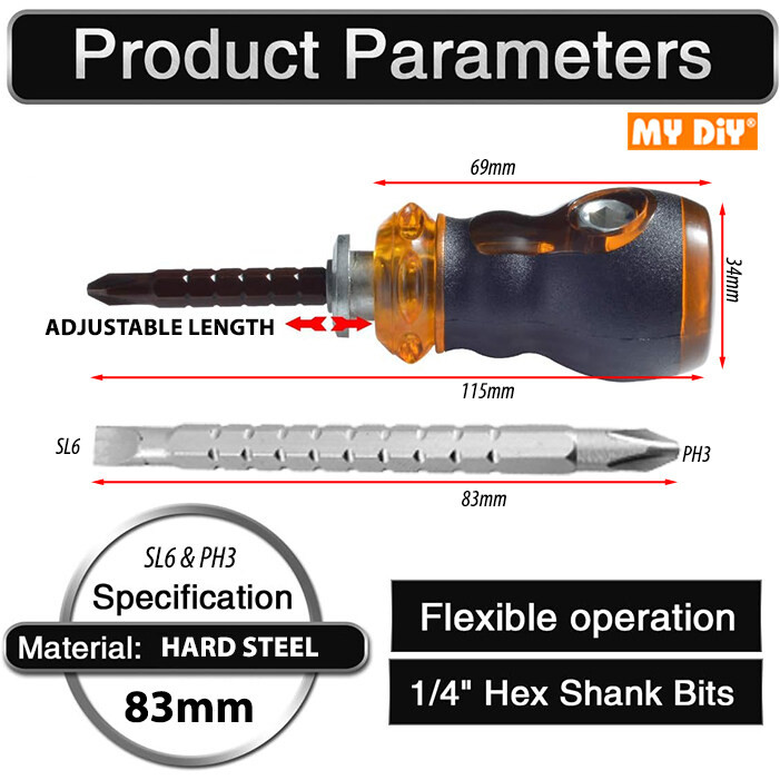 Adjustable 2 Way Mini Magnetic Screwdriver 2 Way Mini Stubby ...