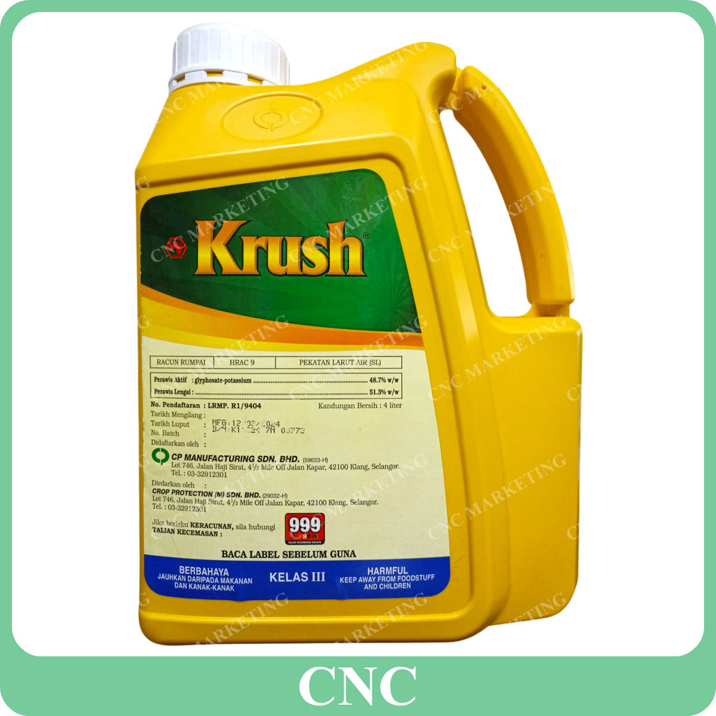 4L Krush Glyphosate Potassium 48.7% Racun Rumpai Rumput Lalang Sambau Herbicide Grass Sedges ...