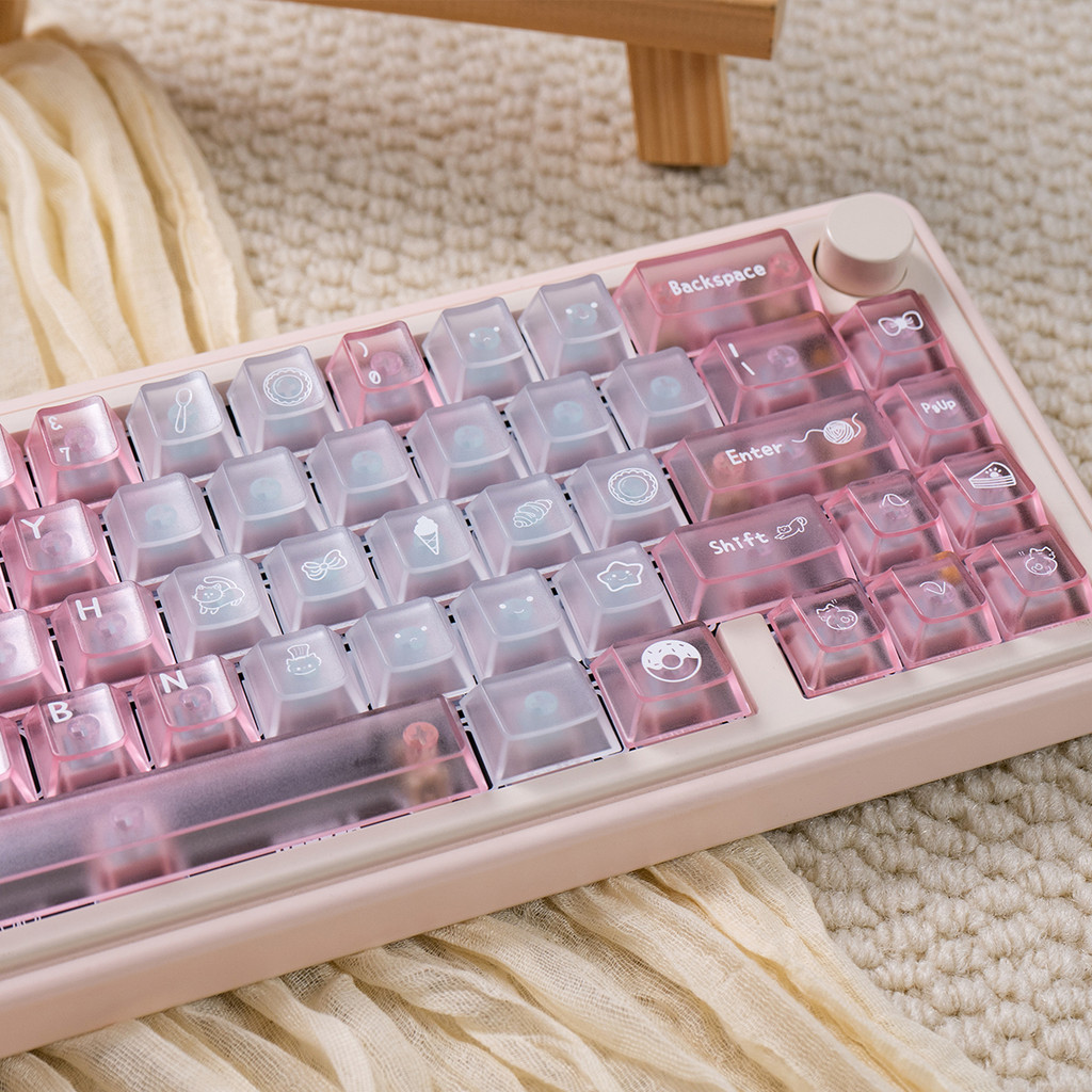 Foggy Transparent Keycap Heart-shaped Pink Blue Cherry profile RGB ...