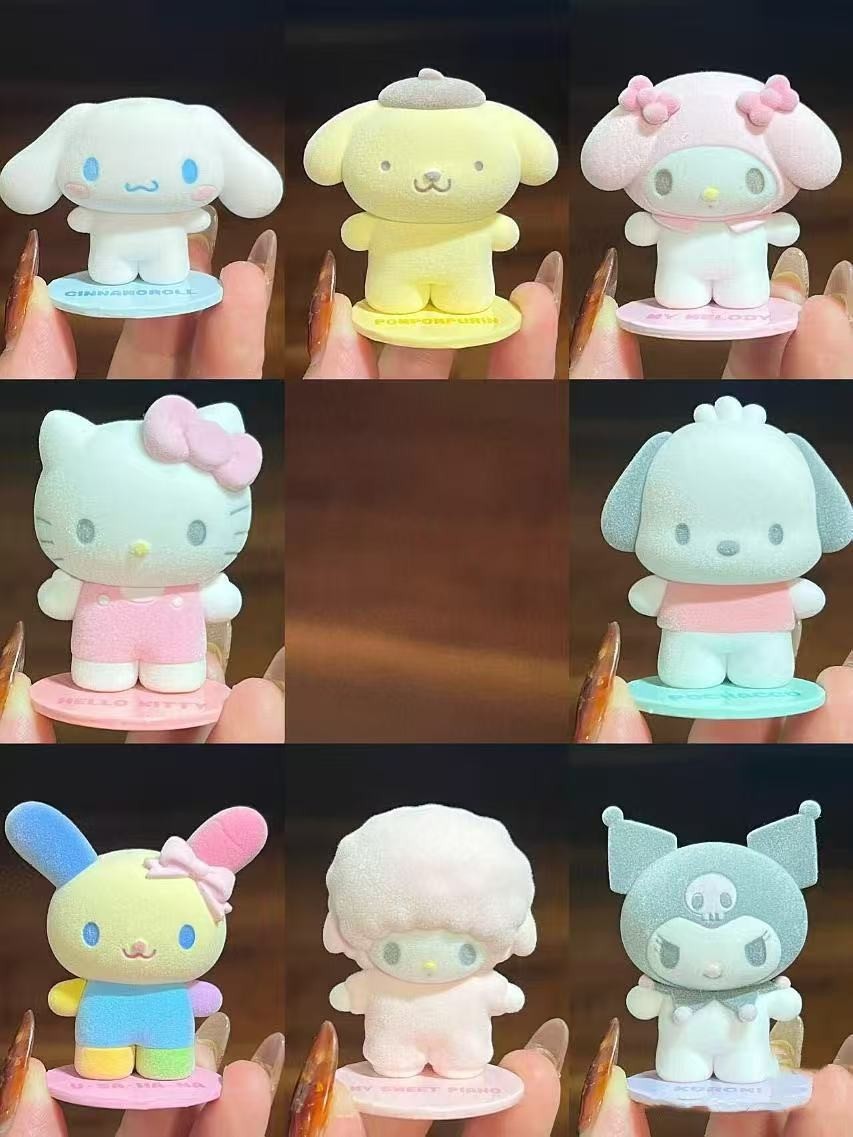 New Sanrio Flocking Magnetic Doll Modeling Ornament Kitty Melody Kuromi ...