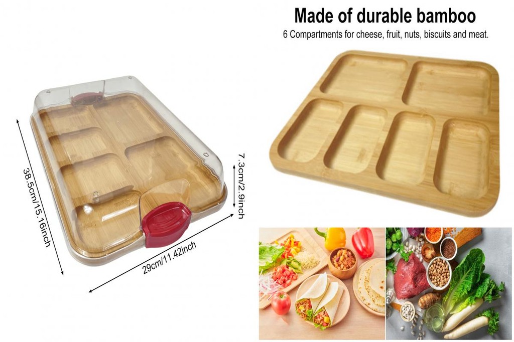 MX_ Portable Food Tray with Compartments Cheese and Fruit Serving ...