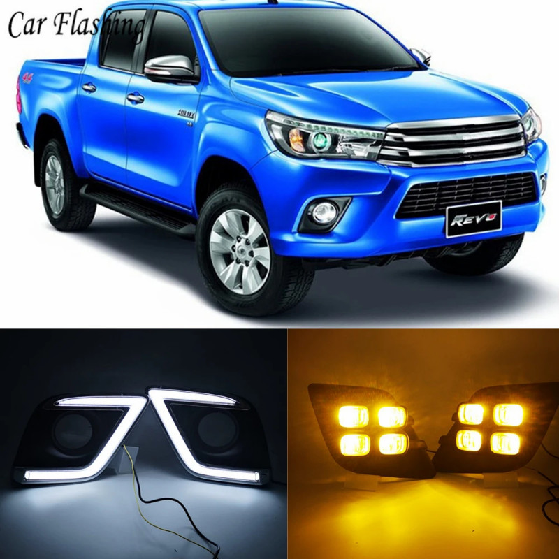Car Flashing For Toyota Hilux Revo Vigo 2015 2016 2017 LED DRL Daytime ...
