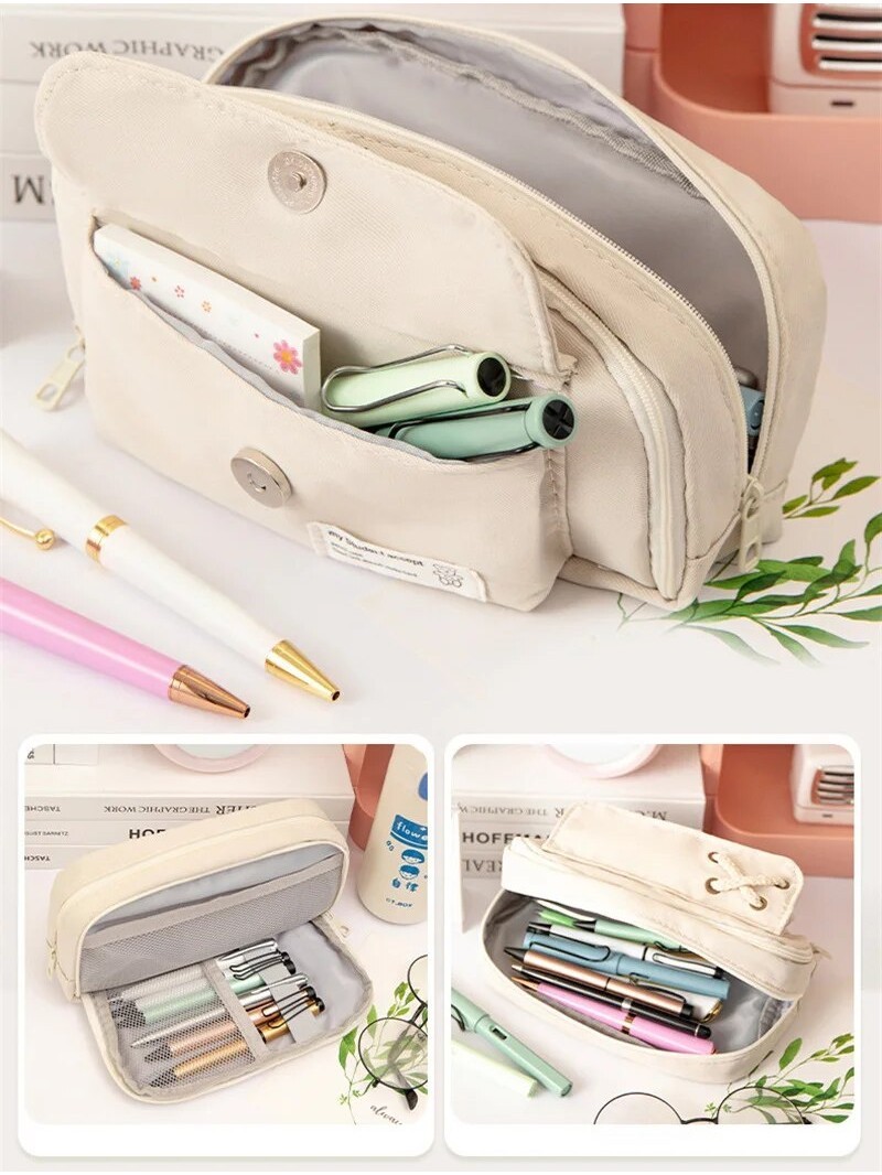 ins Pencil Case 3-Layered Large Capacity Pencil Bags For Student ...