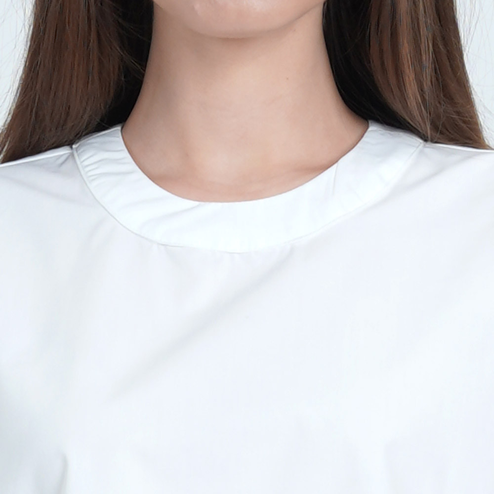 Nicole Round Neckline, Short Sleeve Blouse with Uneven Hemline (3 Color ...