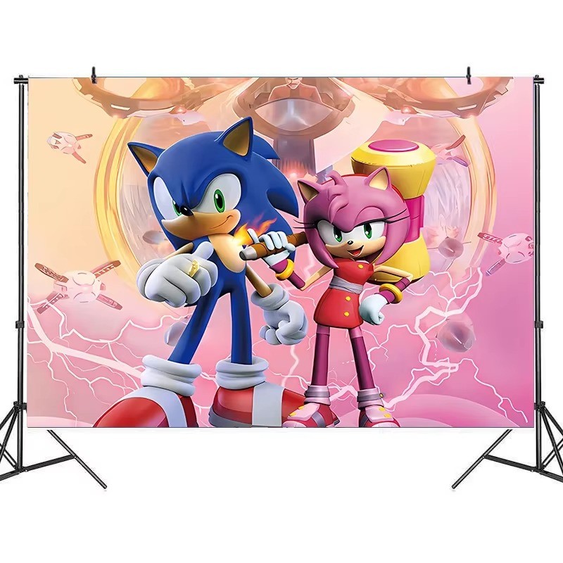 Sonic series new pink themed party decoration tableware, banners ...
