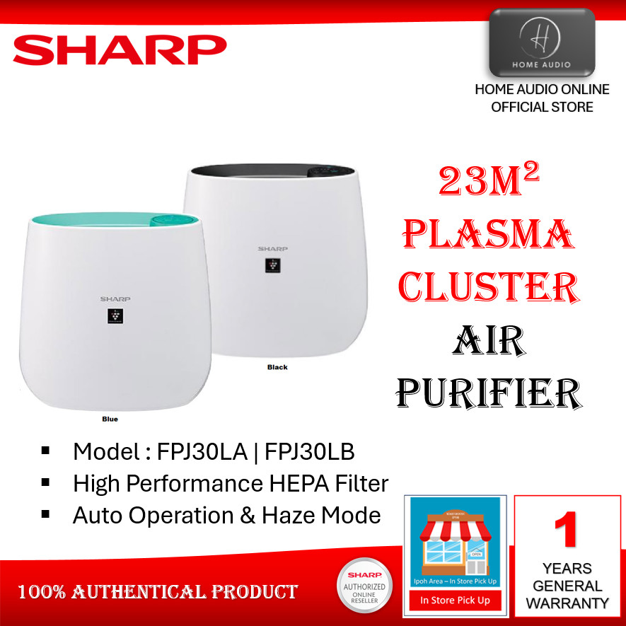 Sharp Air Purifier Plasmacluster 23m² - FPJ30LB (Black) / FPJ30LA (Blue ...
