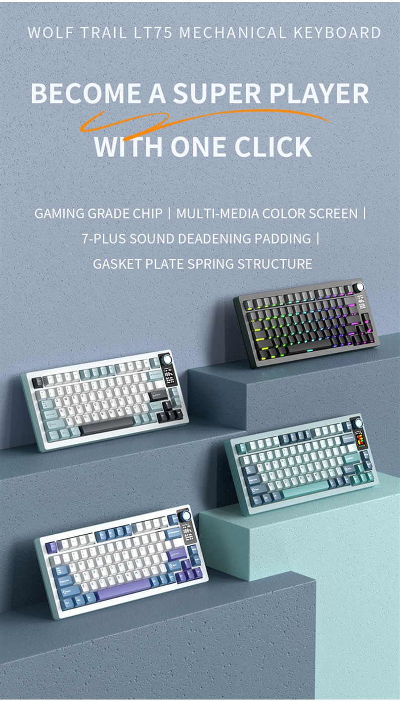 Langtu LT75 Mechanical Keyboard 80keys with Gasket Structure Full-key ...
