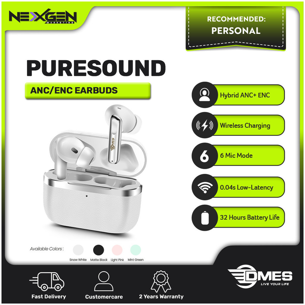 Dmes PureSound ANC Wireless Earphones 5.4 Bluetooth Earbuds | Active ...