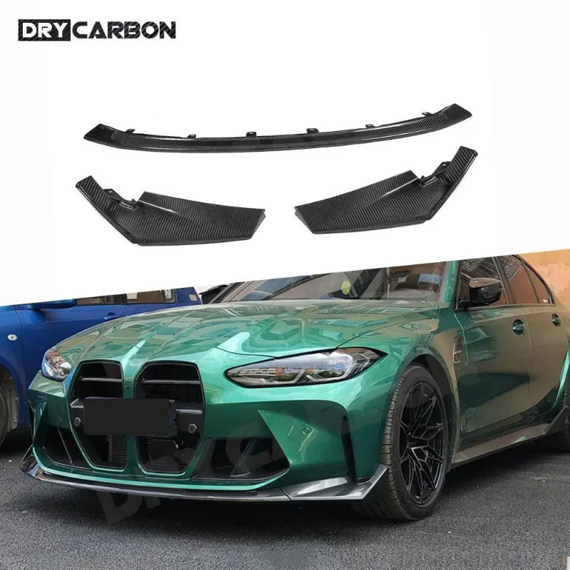 Dry Carbon Fiber Front Bumper Lip Spoiler Splitters Chin Apron BodyKit For BMW 3 4 Series G80 ...