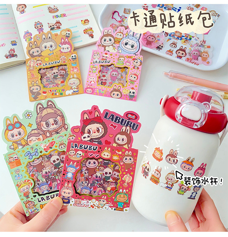 5 Ssheets/bag Cartoon Cute Elf LABUBU Series PET Sticker Pack for ...