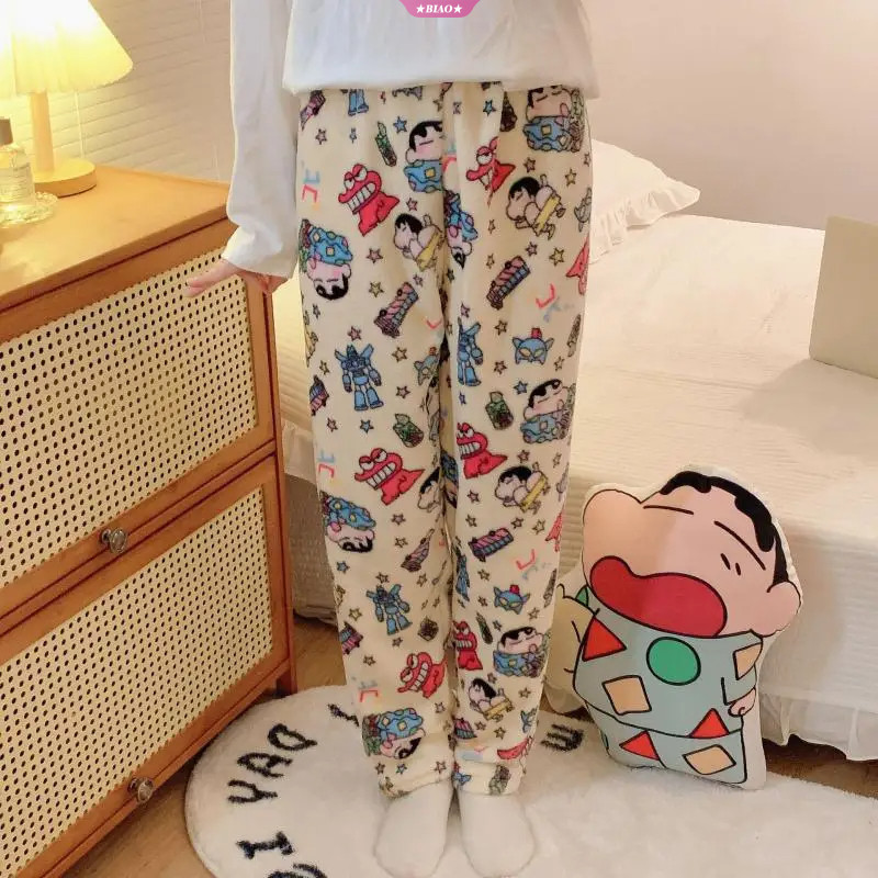 2025 Hello Kitty Crayon Shin-chan Cartoon Pants Flannel Pajamas Sanrio ...