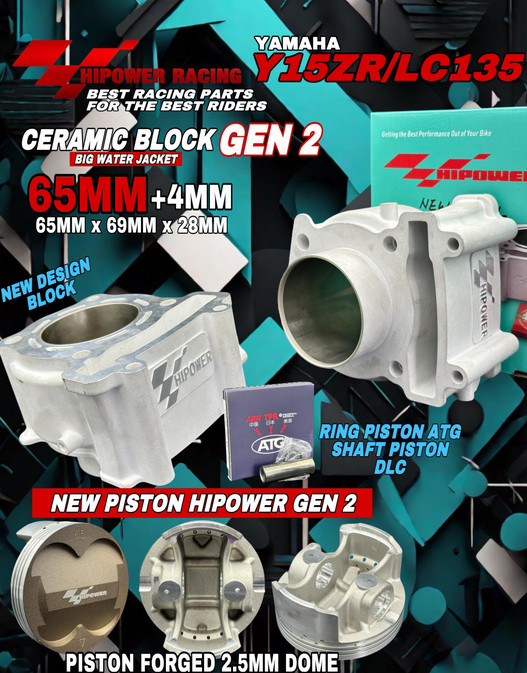 Y15 / LC135 HI POWER HIPOWER RACING CERAMIC BLOCK KIT AND FORGED PISTON ...