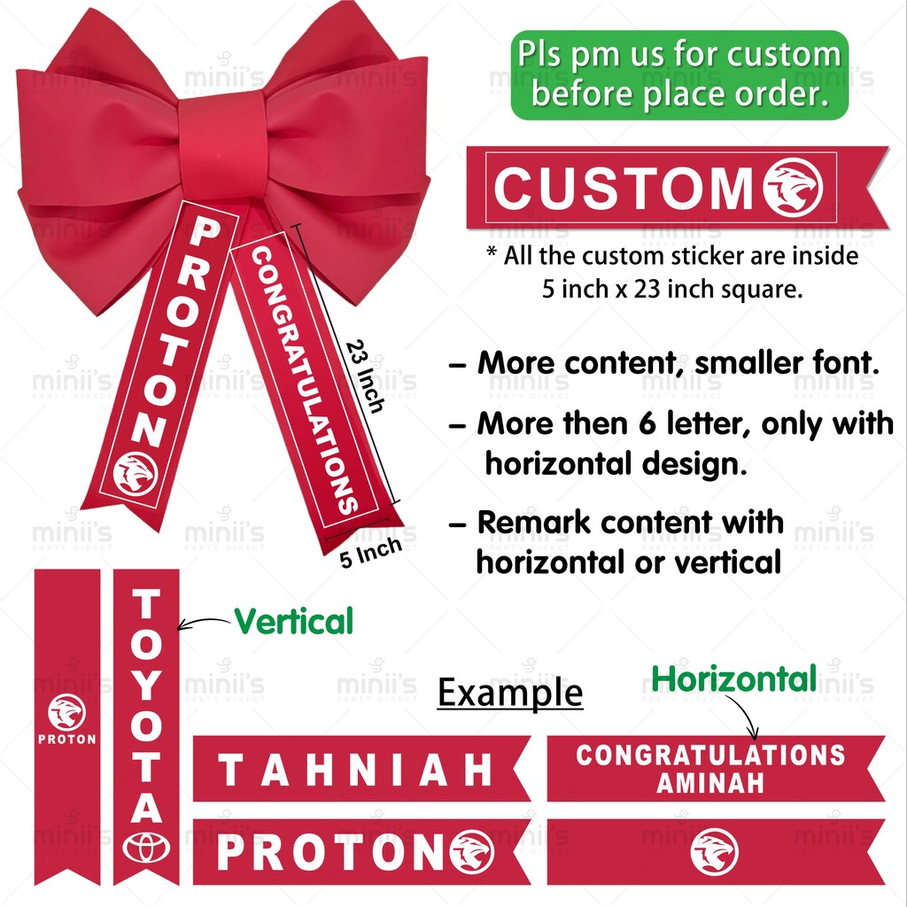MINIIS Giant Big Ribbon For Car READY MADE Big Car Ribbon Kereta Big ...