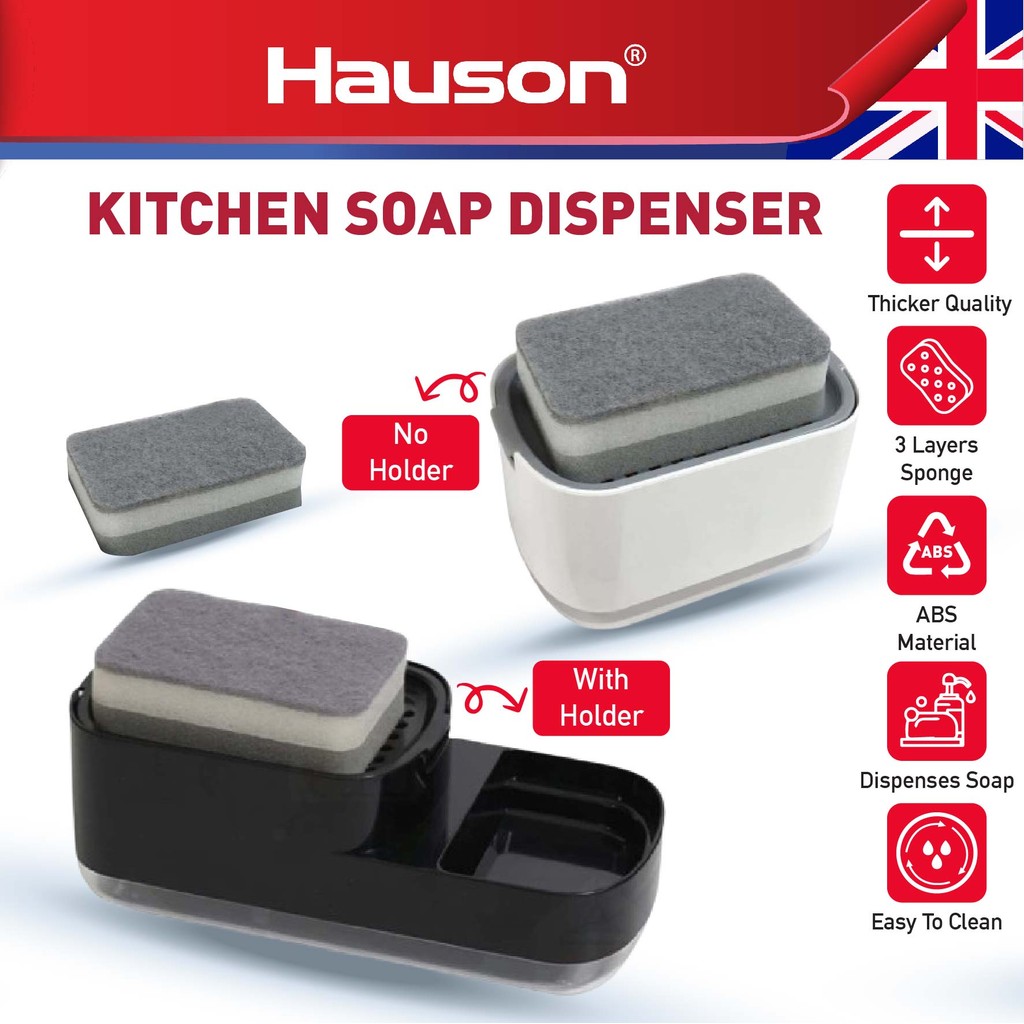 HAUSON Kitchen Dish Soap with Pump Dispenser Sponge Storage Holder Box ...