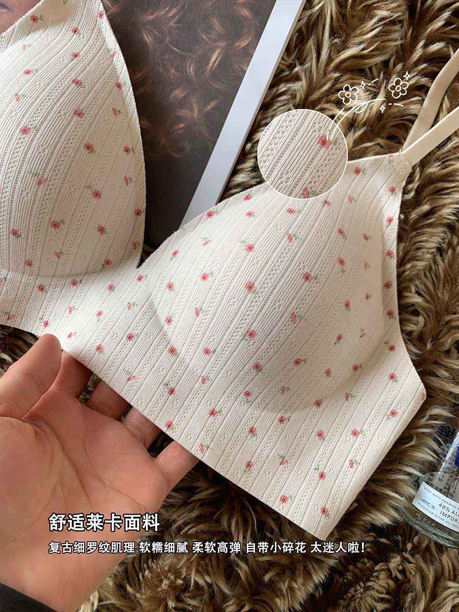 Small Floral Water Drop Cup Cloud Seamless Comfortable Bra | Shopee ...