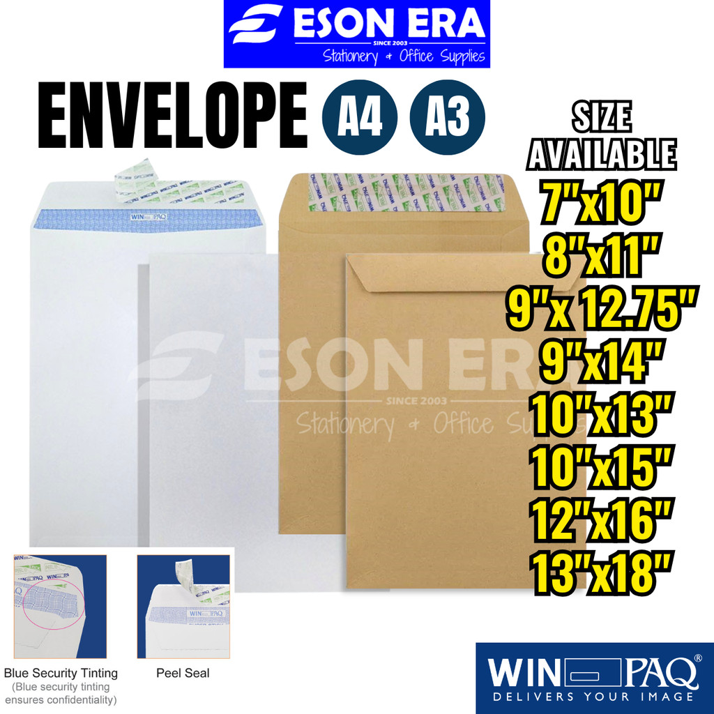 Envelope Super Manila Brown/White A4/A3 9x12 3/4/9x14/7x10/10x13/10x15 ...