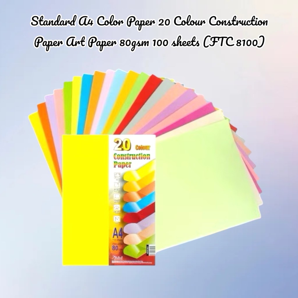 Standard A4 Color Paper 20 Colour Construction Paper Art Paper 80gsm ...