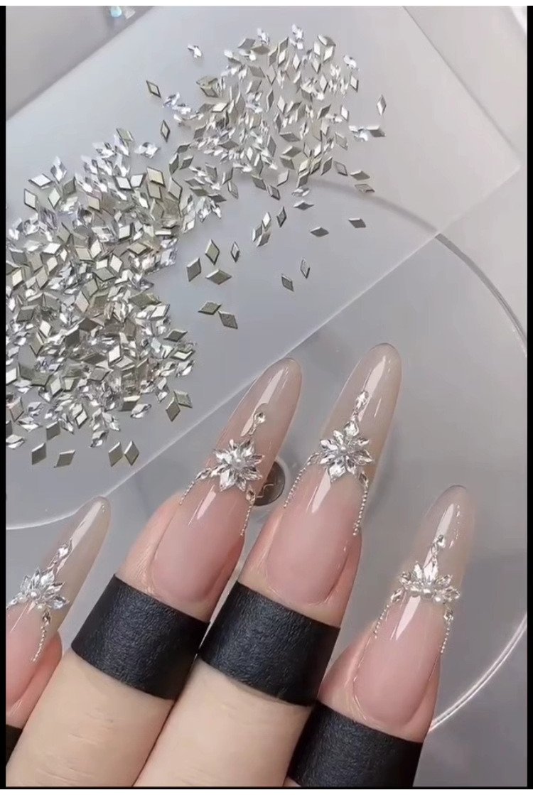 Nail Art Sticker Nail Rhinestones Diamond Crystal Zircon 5A White Shiny ...