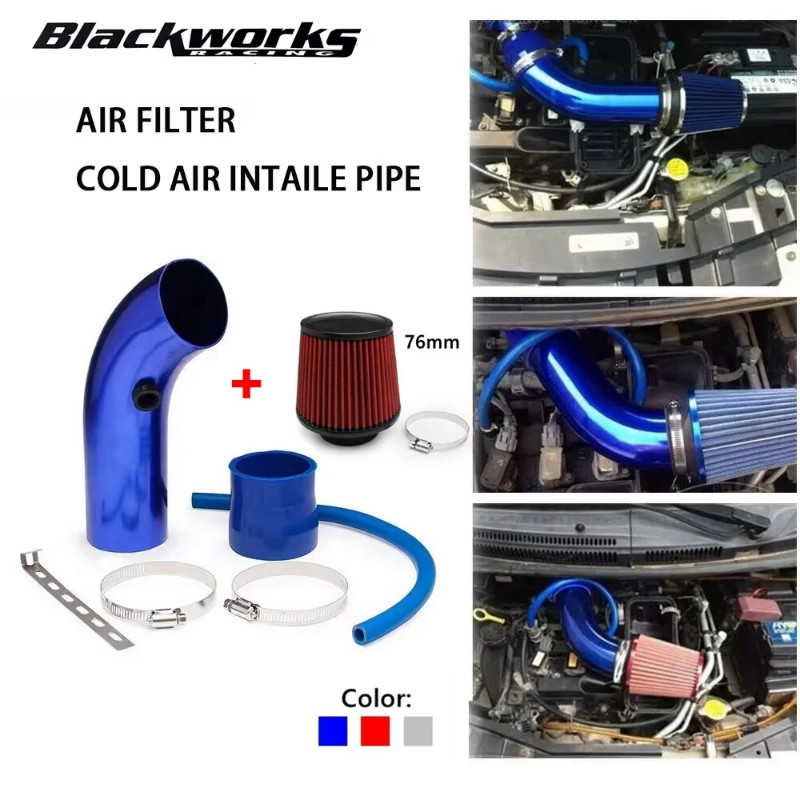3" Cold Air Intake Pipe Kit & 76mm Air Filter Car Cold Air Intake Turbo ...