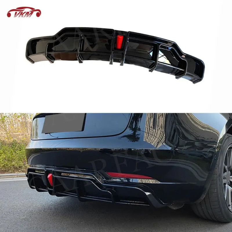 Rear Lip Diffuser With Light for Tesla Model 3 2017 Car Rear Bumper ...