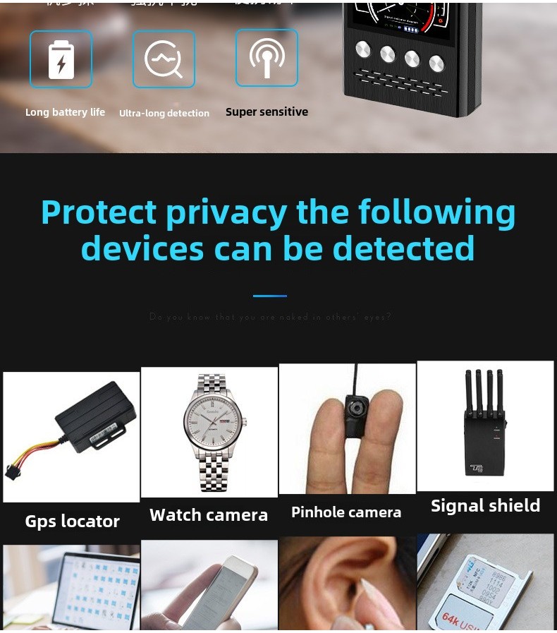 K68 Hidden Camera Spy Wireless Signal Detector Anti-spy Wireless Camera Audio Finder GSM GPS ...