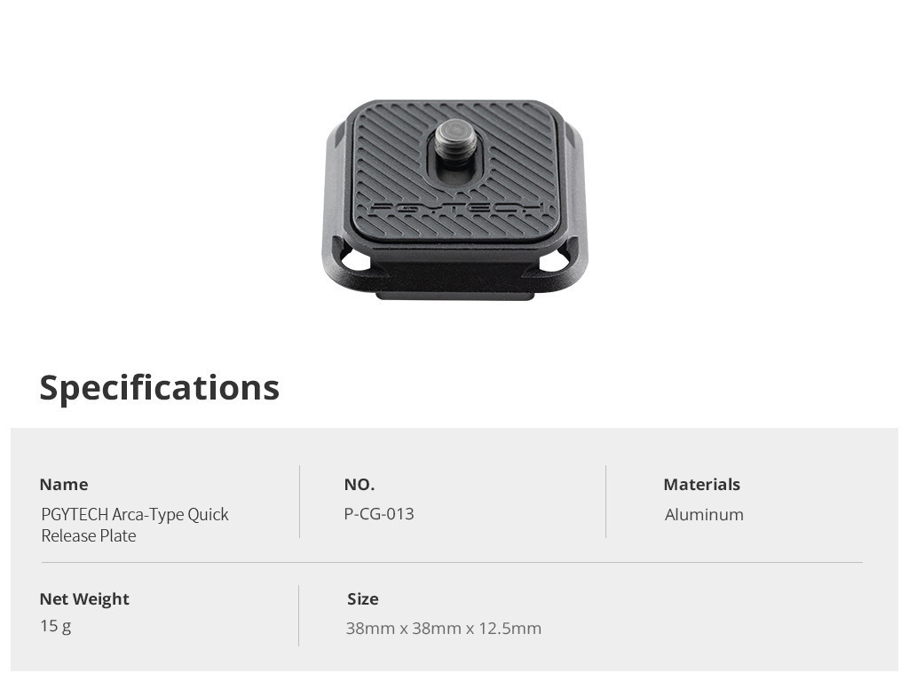 PGYTECH Arca-Type Quick Release Plate Camera Adapter Base Micro-single ...