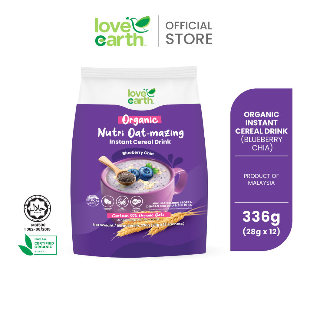 Organic Nutri Oat-mazing Instant Cereal Drink Blueberry Chia 12 sachets ...